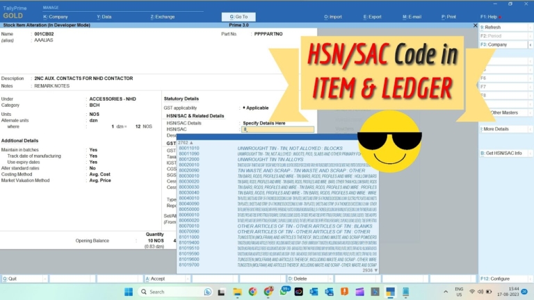 2023 Popular HSN SAC Code List at Entry Time TDL for Tally Prime ...